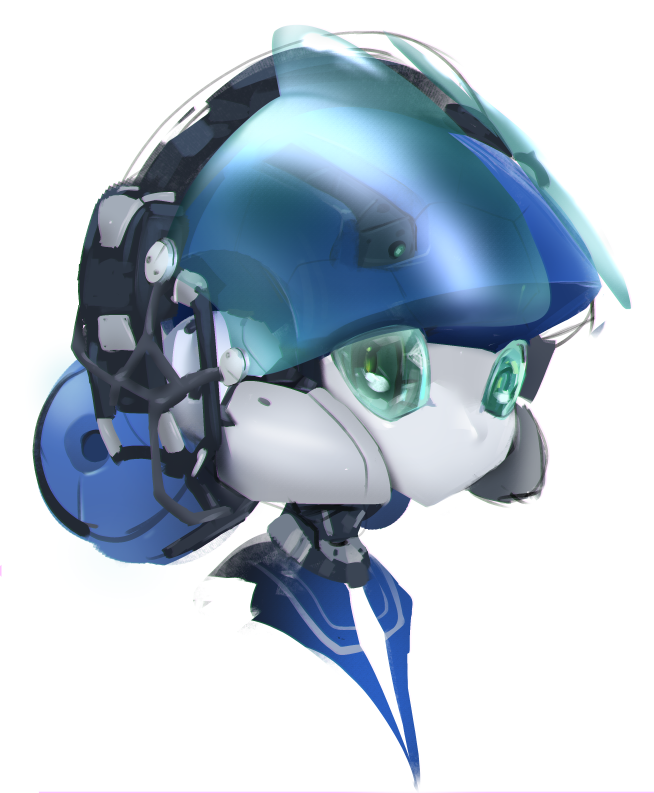 Safebooru - 1girl blue hair colored skin copyright request green eyes ...