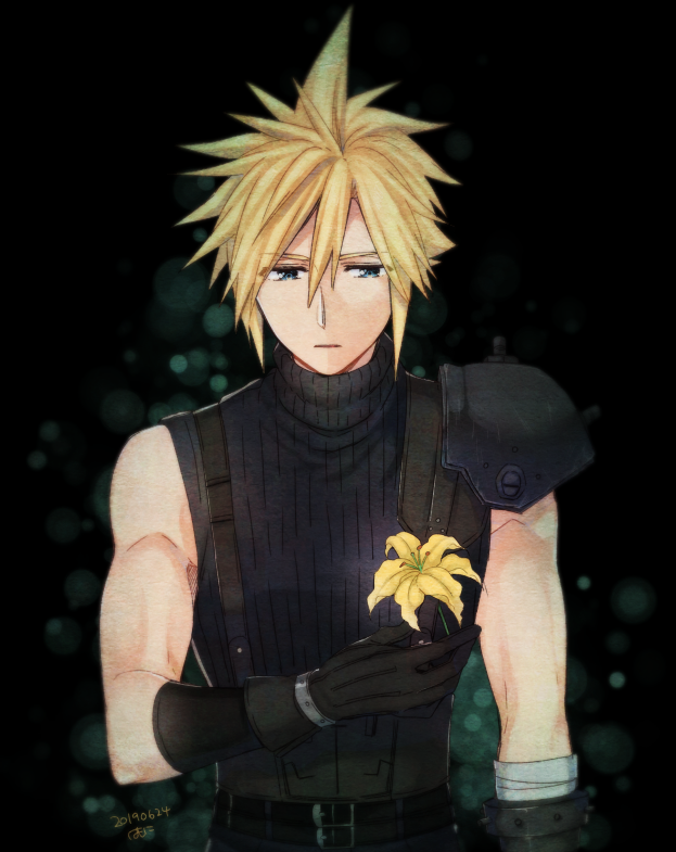 Safebooru - 1boy armor bandaged arm bandages belt black background blonde hair blue eyes blue ...