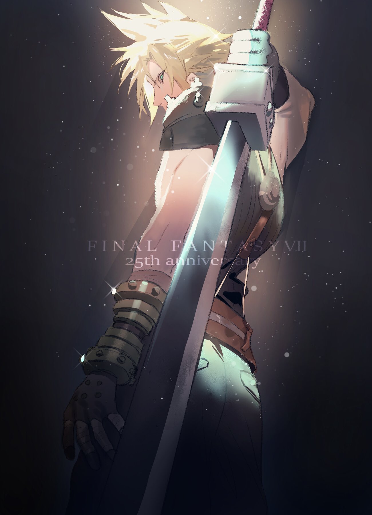Safebooru - 1boy armor belt blonde hair blue eyes blue pants buster sword cloud strife english ...