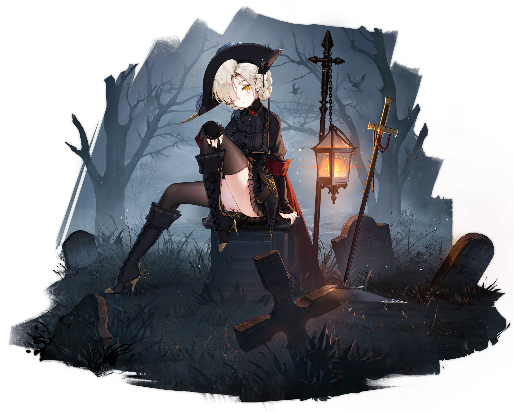 Safebooru - 1girl ascot azur lane black ascot black dress black footwear black nails boots braid ...