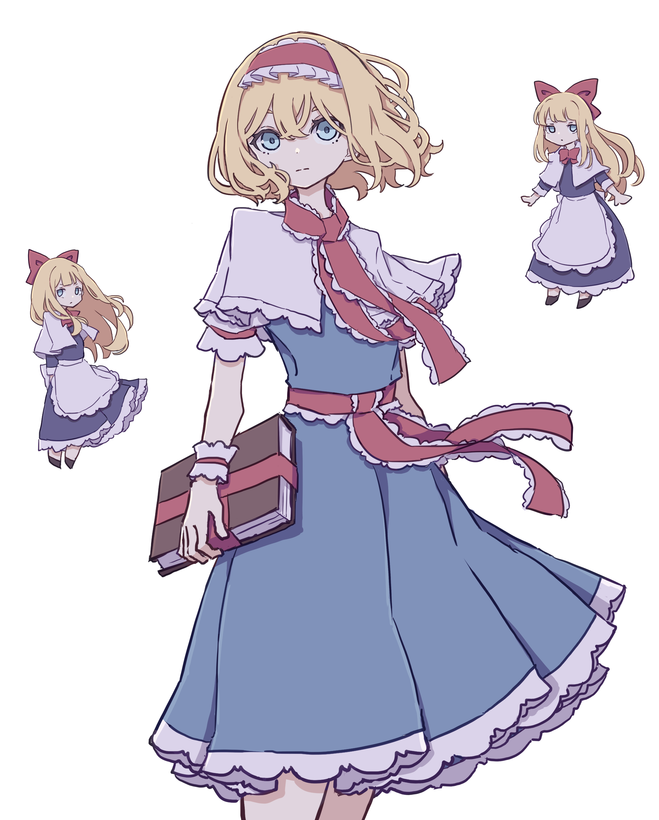 Safebooru - 1girl absurdres alice margatroid blonde hair blue dress blue eyes book capelet ...