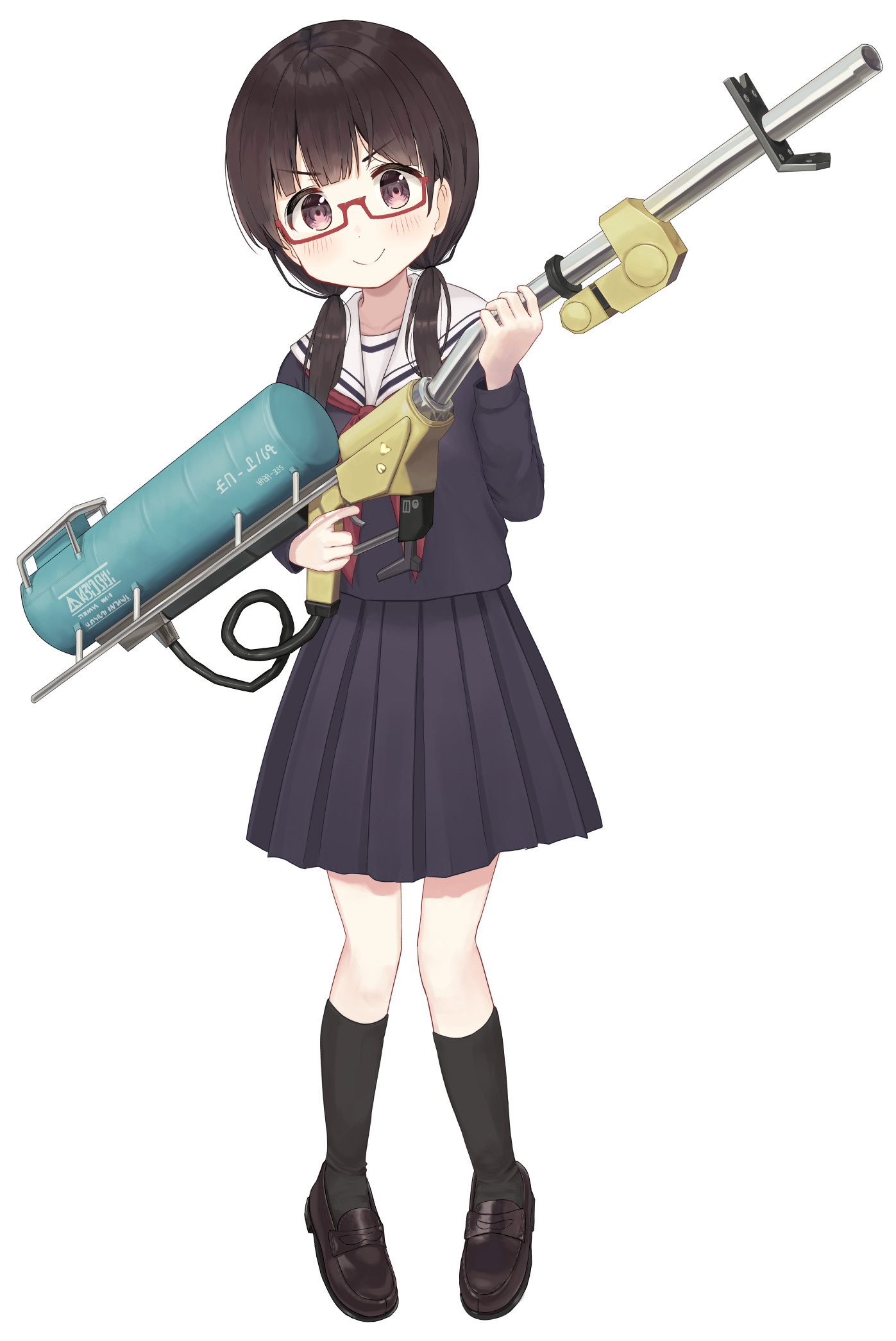 Safebooru - 1girl bangs black footwear black hair black legwear black serafuku black shirt black ...