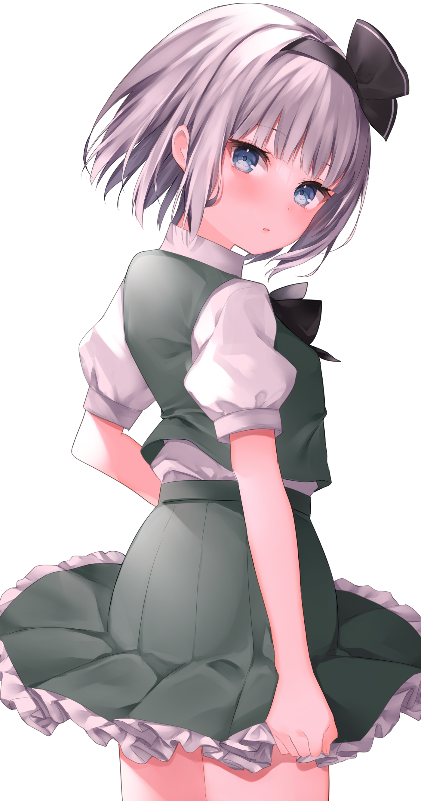 Safebooru - 1girl absurdres bangs black bow black bowtie black hairband blue eyes blush bob cut ...