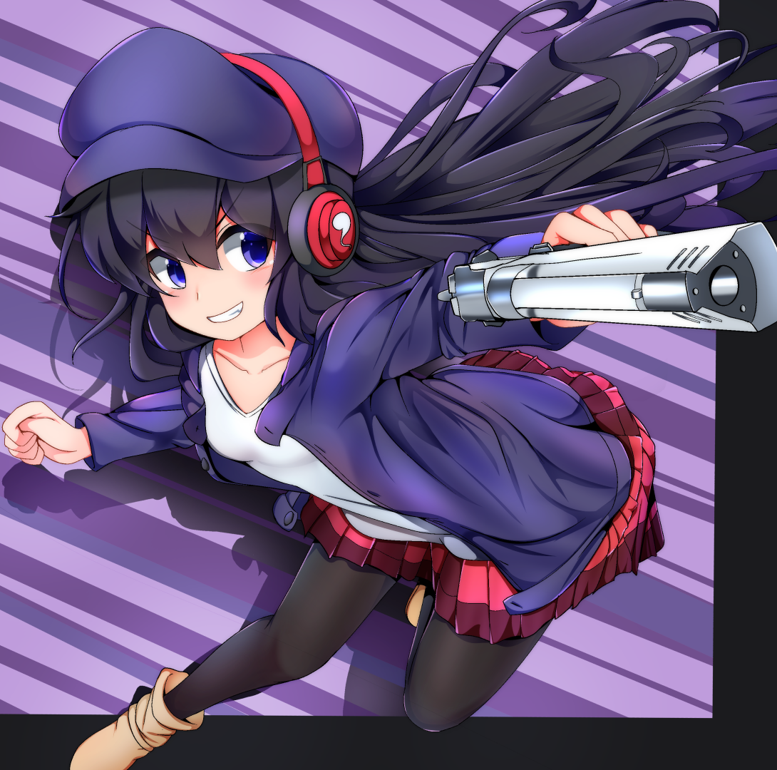 Safebooru - 1girl beret black hair black legwear chizuru (super ...