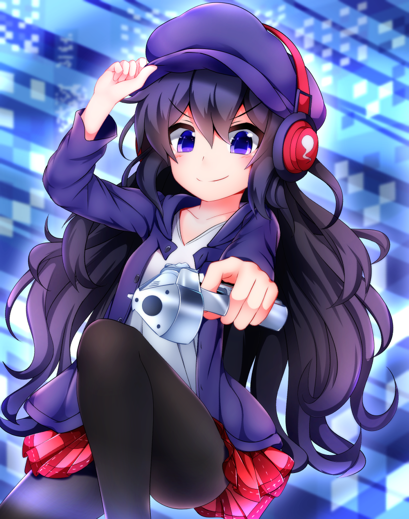 Safebooru - 1girl beret black hair black legwear chizuru (super ...