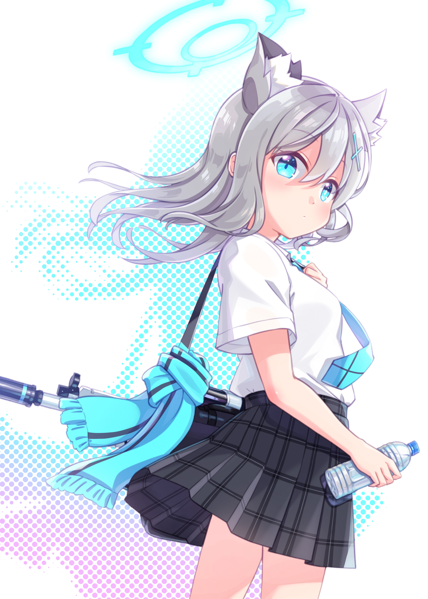 Safebooru - 1girl animal ear fluff animal ears assault rifle bangs blue archive blue eyes blue ...