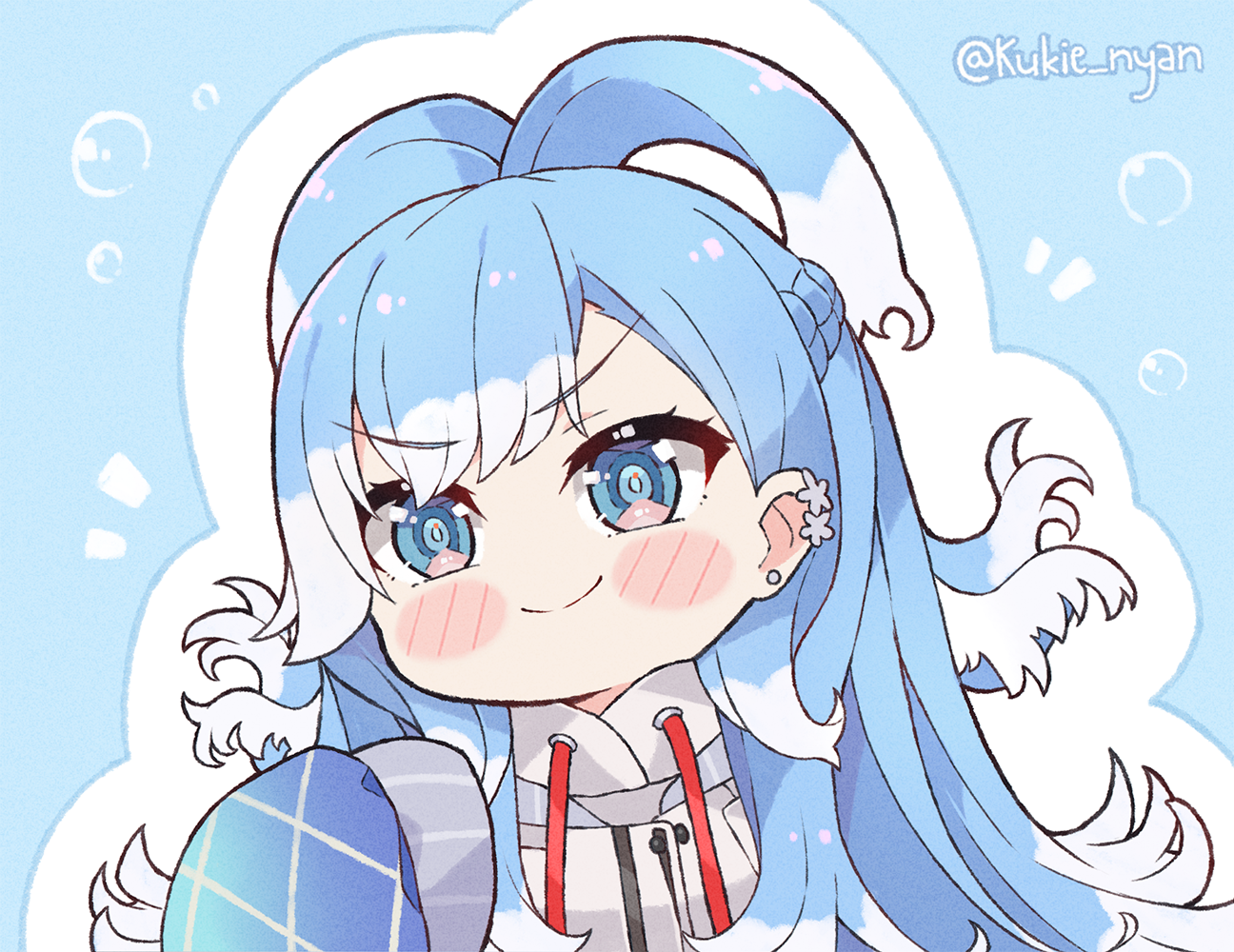 Safebooru - 1girl blue eyes blue hair blush stickers chibi commentary ...