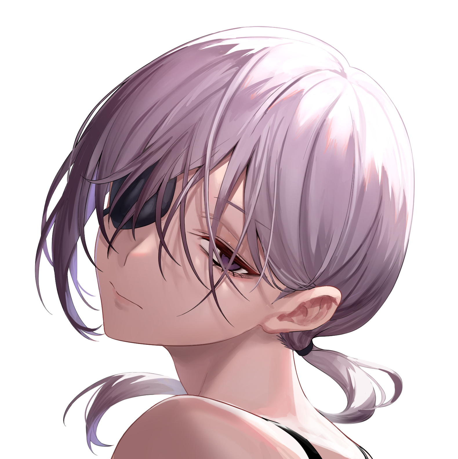 Safebooru - 1girl chainsaw man closed mouth eyepatch from behind grey ...