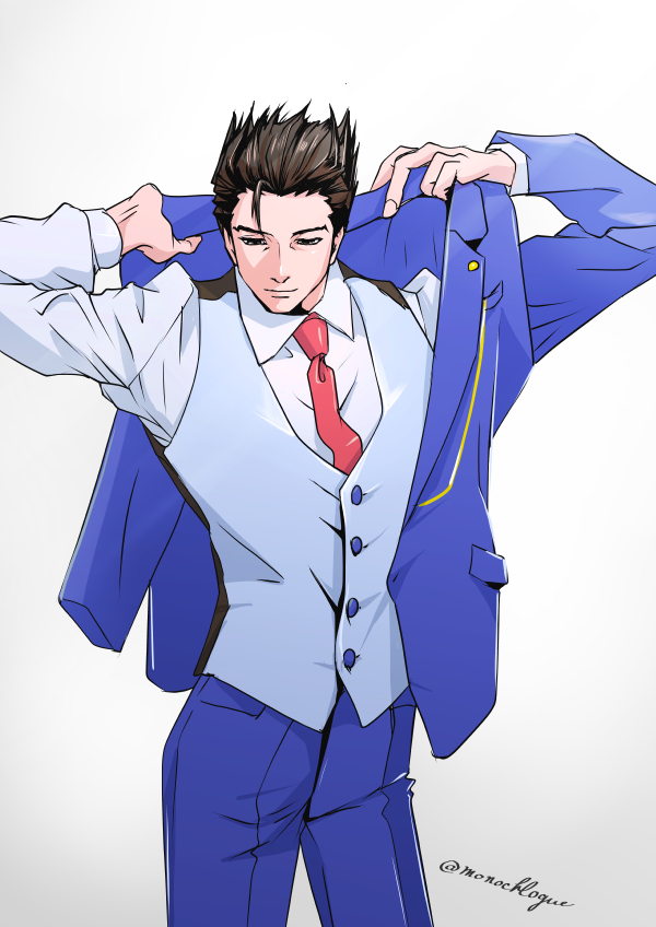 Safebooru - 1boy ace attorney black hair blue jacket blue pants blue suit dressing formal hair ...