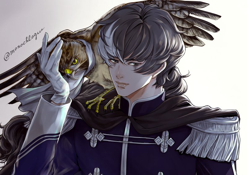 Safebooru - 1boy ace attorney animal on shoulder bird bird on shoulder black hair cape ...