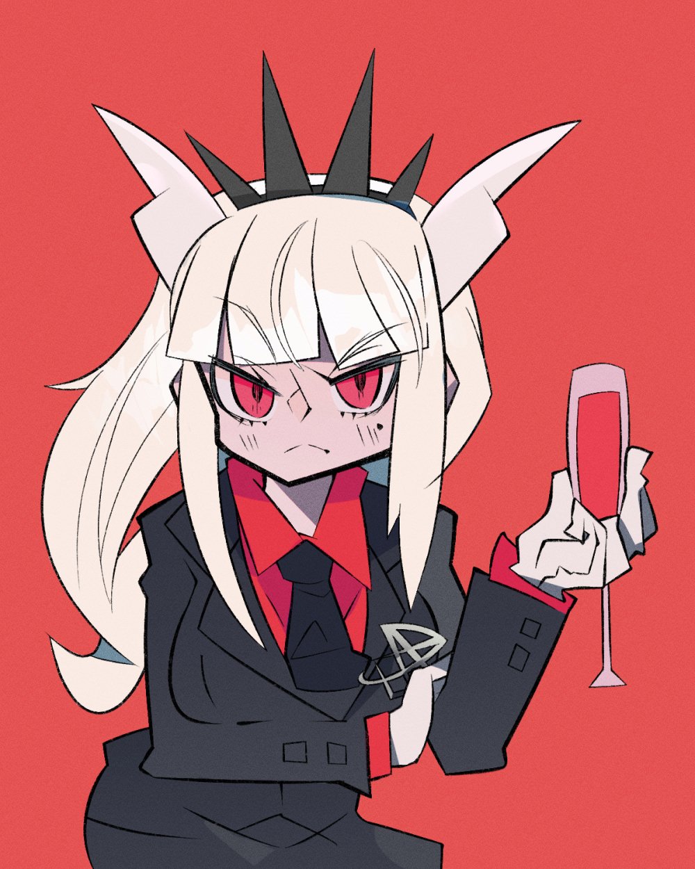 Safebooru - 1girl alcohol arm under breasts black tail breasts crown ...