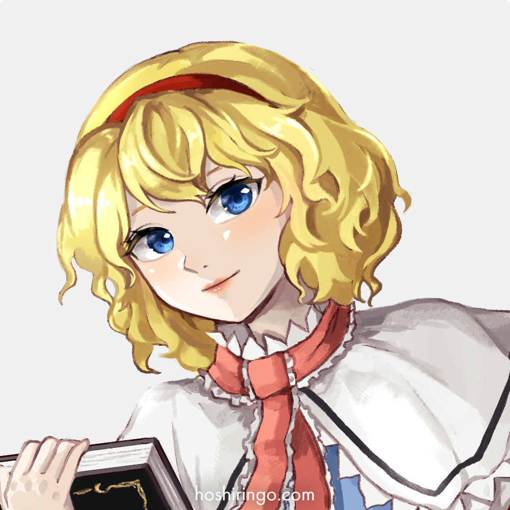 Safebooru - 1girl alice margatroid ascot bangs blue dress blue eyes blush book capelet closed ...