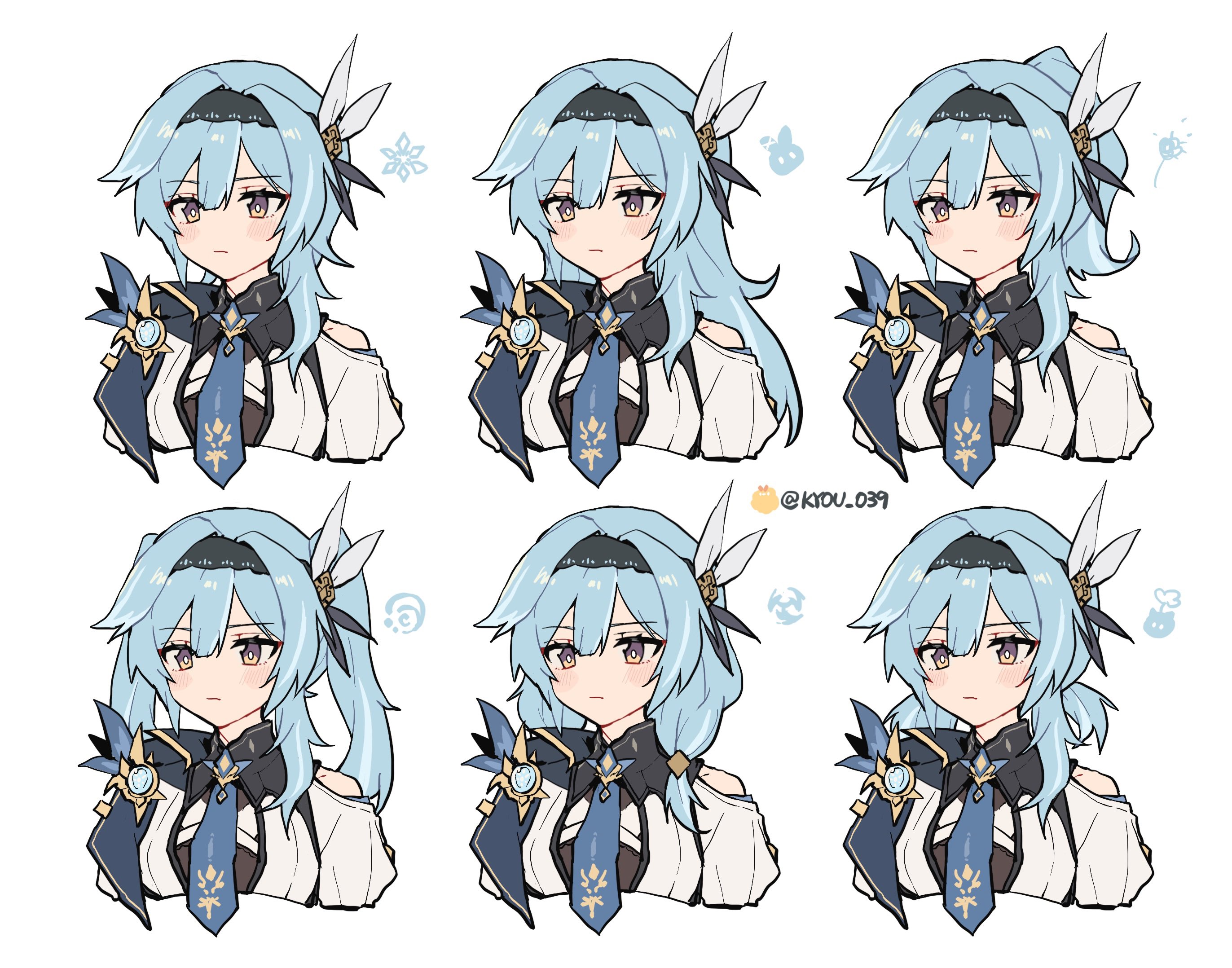 Safebooru - 1girl alternate hairstyle bare shoulders blue hair blue ...