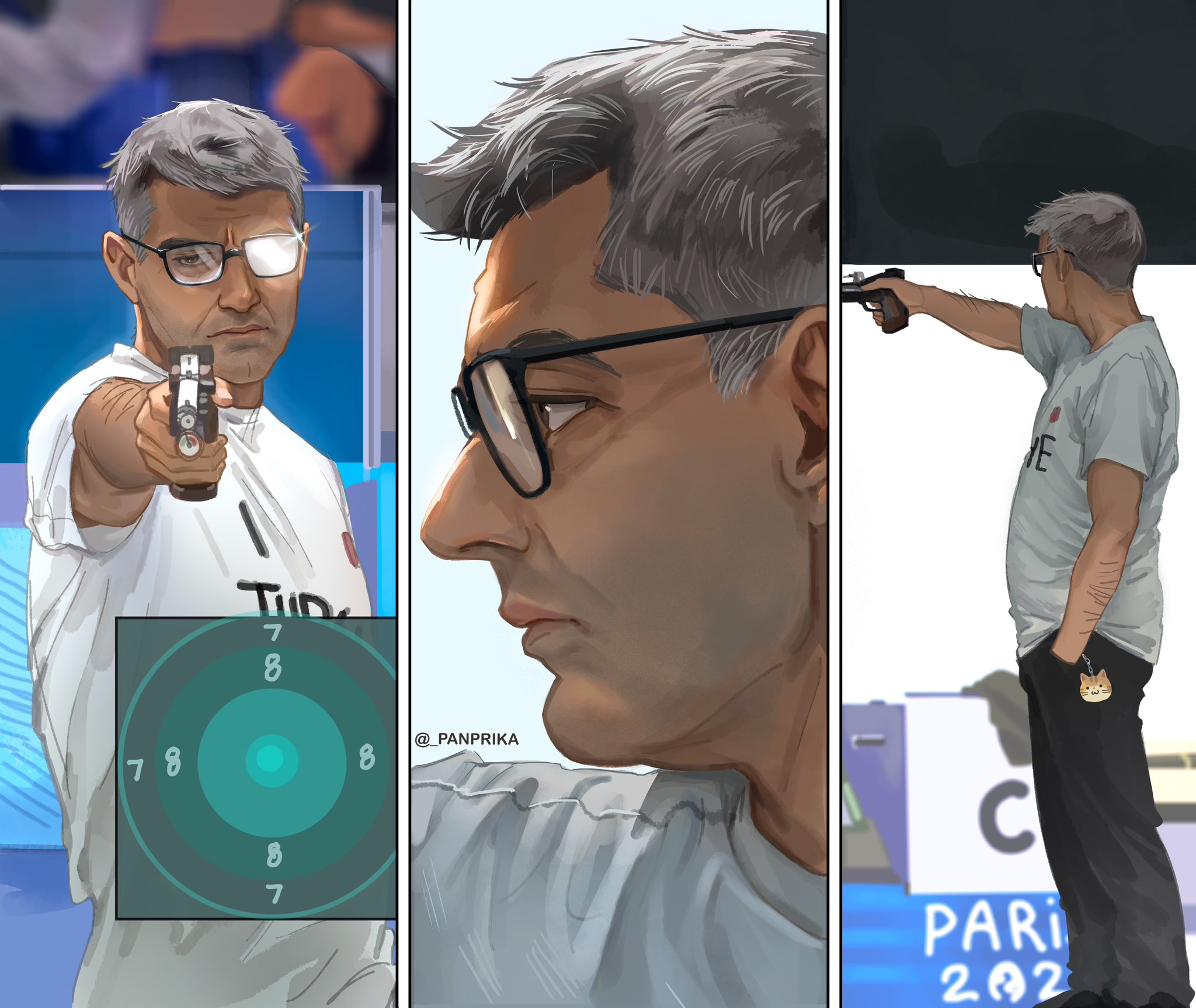 Safebooru - 1boy 2024 summer olympics aiming artist name black-framed ...