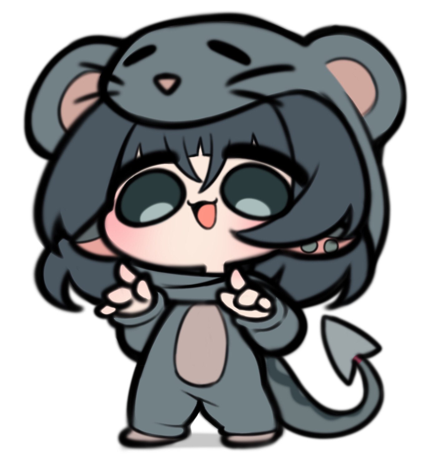 Safebooru - 1girl animal costume animal ears black hair chibi chibi ...