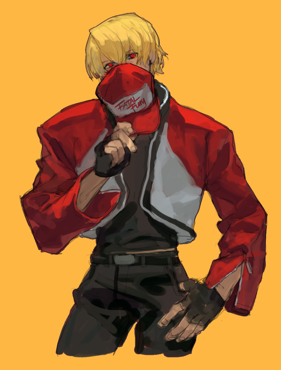 Safebooru - 1boy black pants black shirt blonde hair covering own mouth cropped jacket cropped ...
