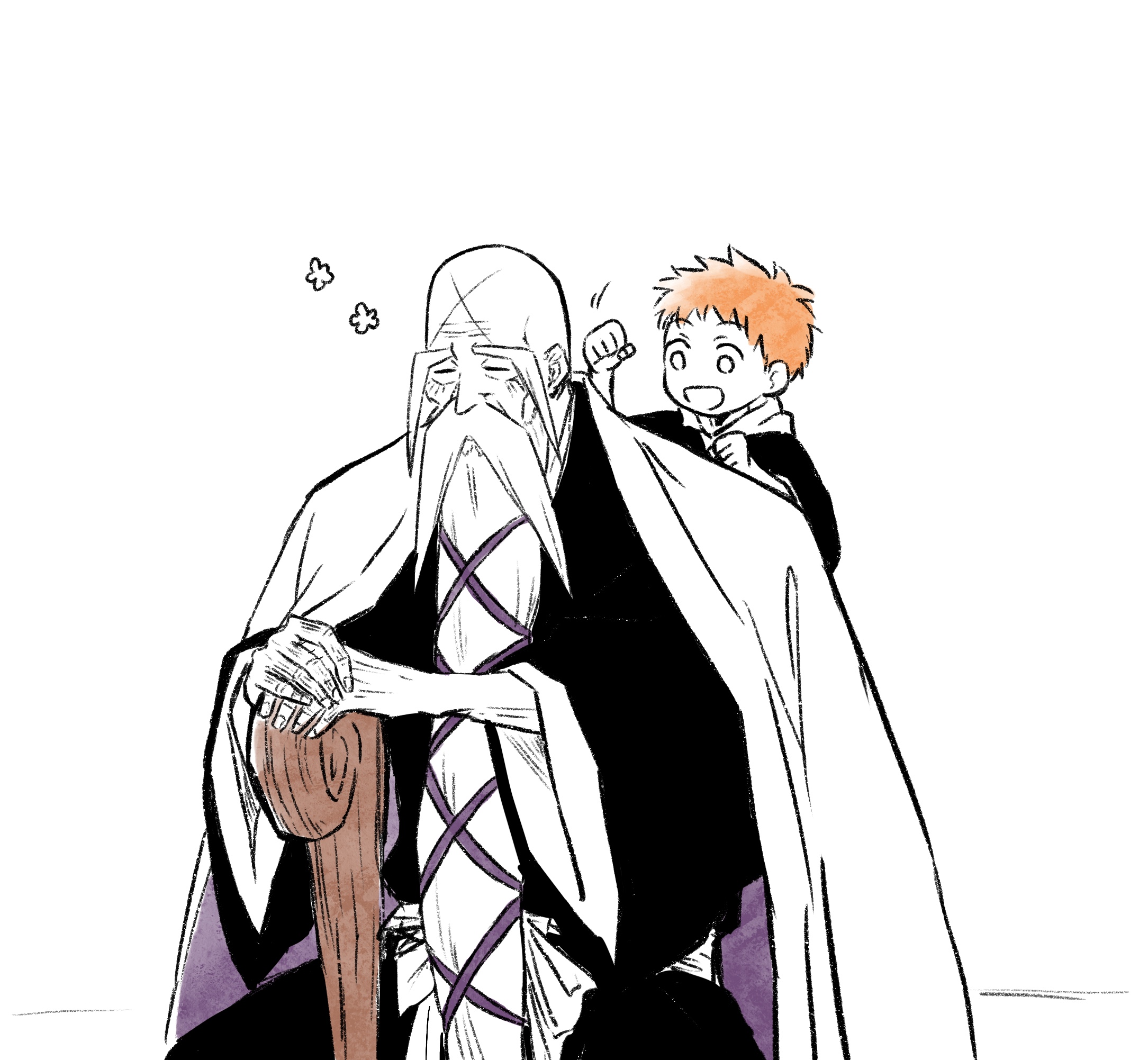 Safebooru - 2boys bald beard bleach cane choko egg closed eyes facial ...