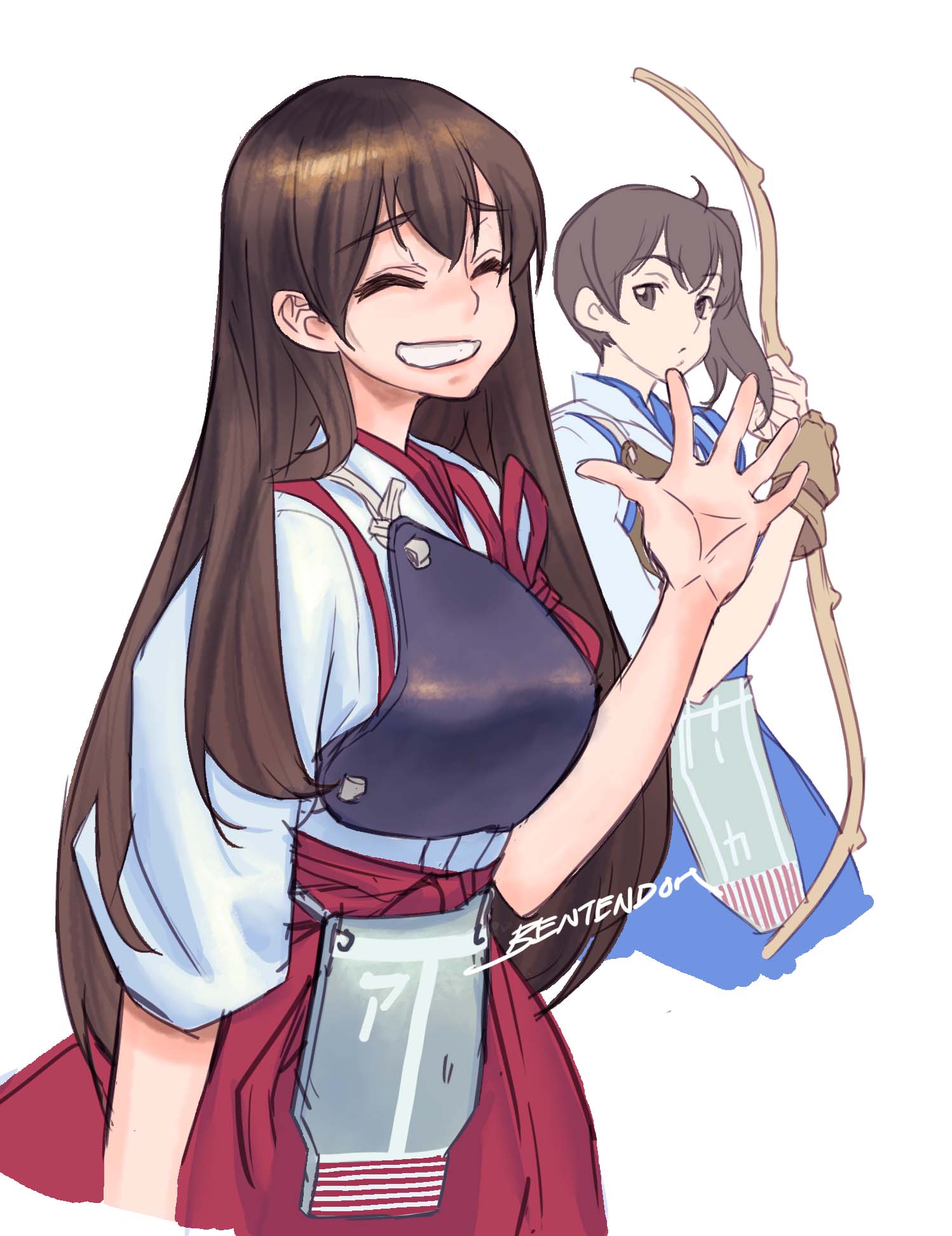 Safebooru - 2girls ^ ^ akagi (kancolle) archery shooting glove armor ...