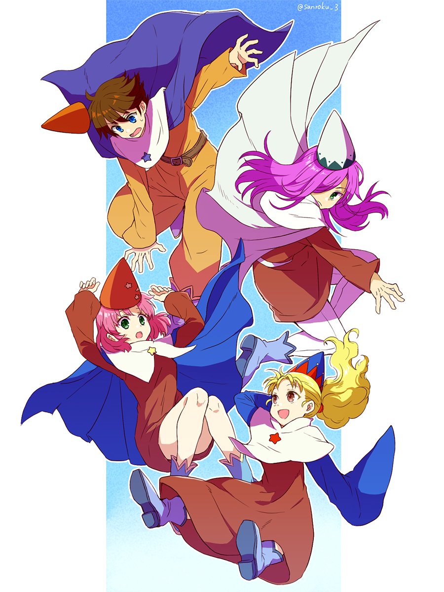 Safebooru - 1boy 3girls blonde hair blue eyes butz klauser cape dress ...