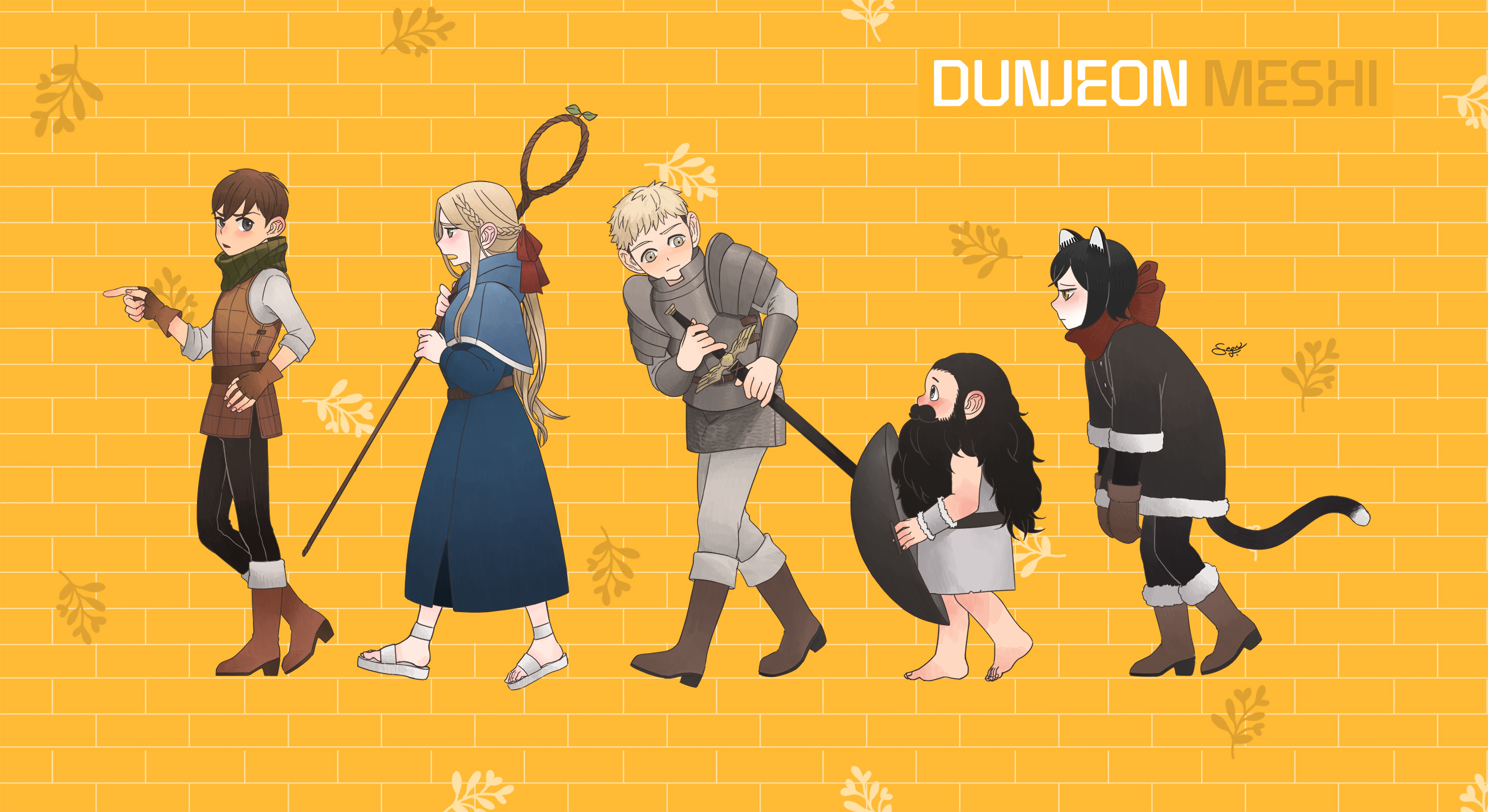 Safebooru - 2girls 3boys alternate race animal ears armor barefoot beard belt black coat black ...