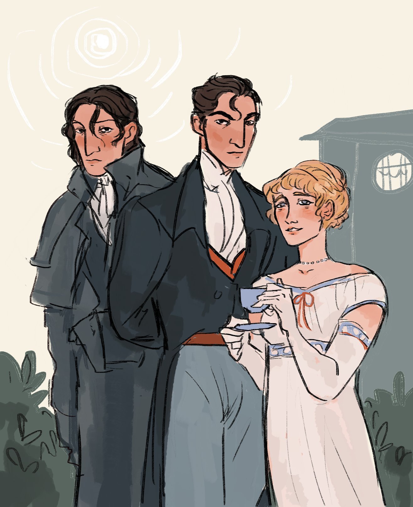 Safebooru - 1woman 2men alternate costume alternate hairstyle andrey ...