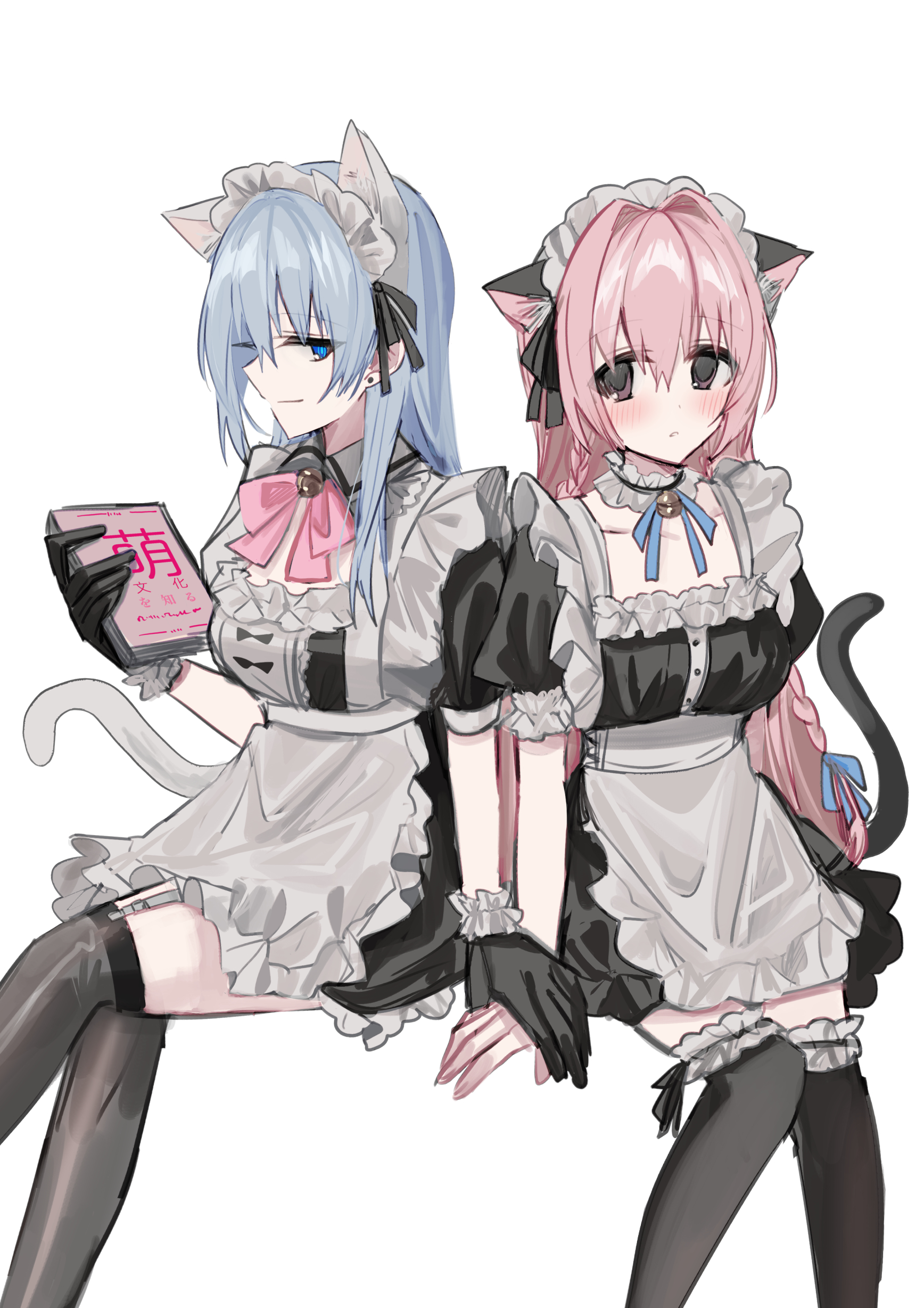 Safebooru - 2girls absurdres alternate costume animal ear fluff animal ears apron bangs bell ...