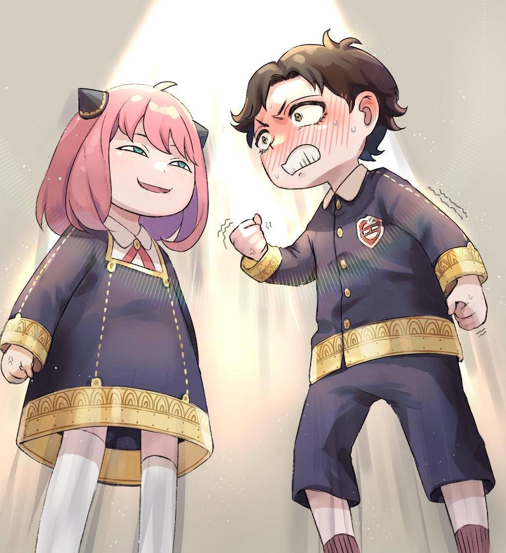 Safebooru - 1boy 1girl ahoge aibon anger vein anya's heh face (meme) anya (spy x family) bangs ...