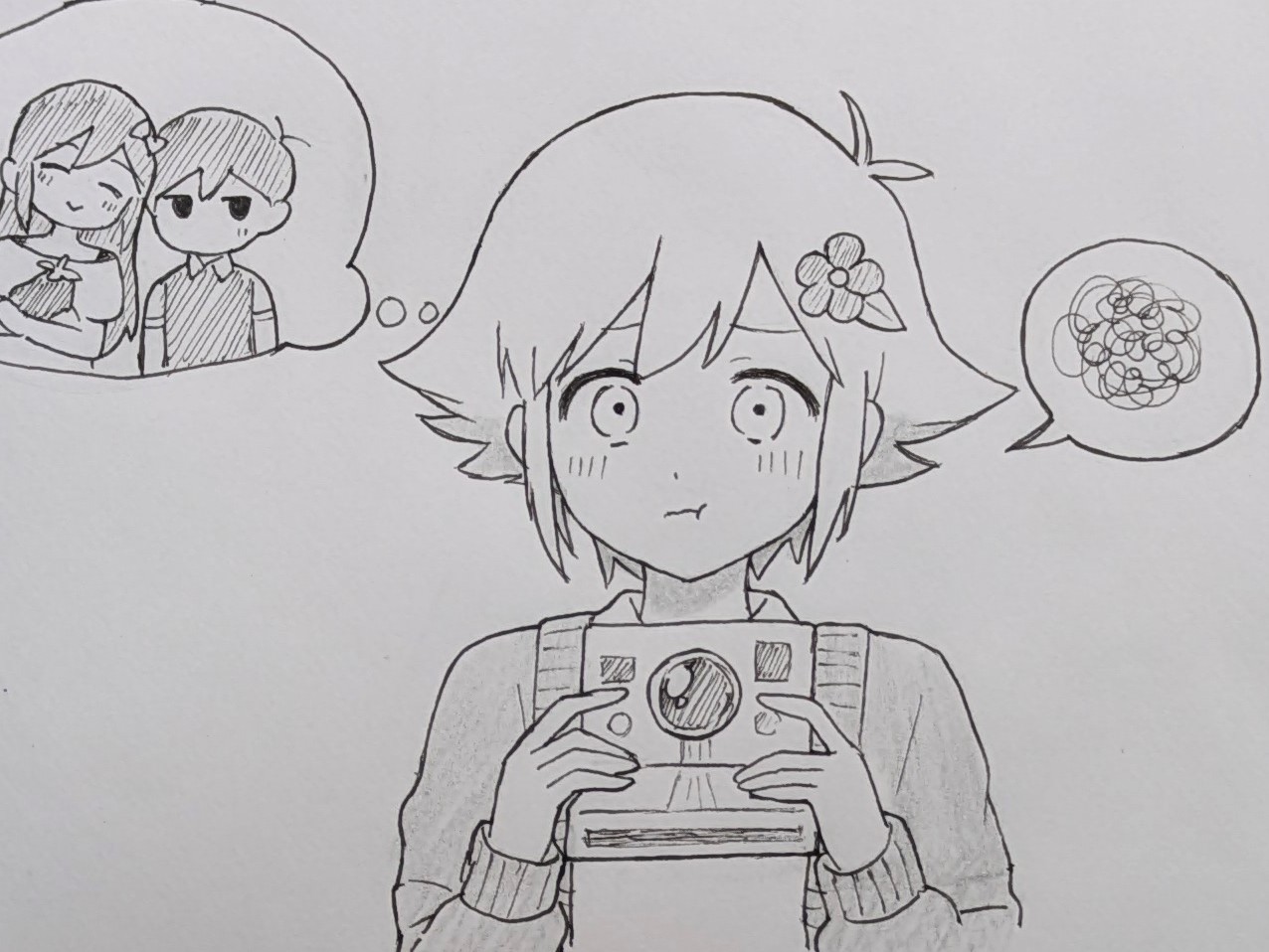 Safebooru - 1boy alternate costume antenna hair aubrey (faraway) (omori) aubrey (omori) basil ...