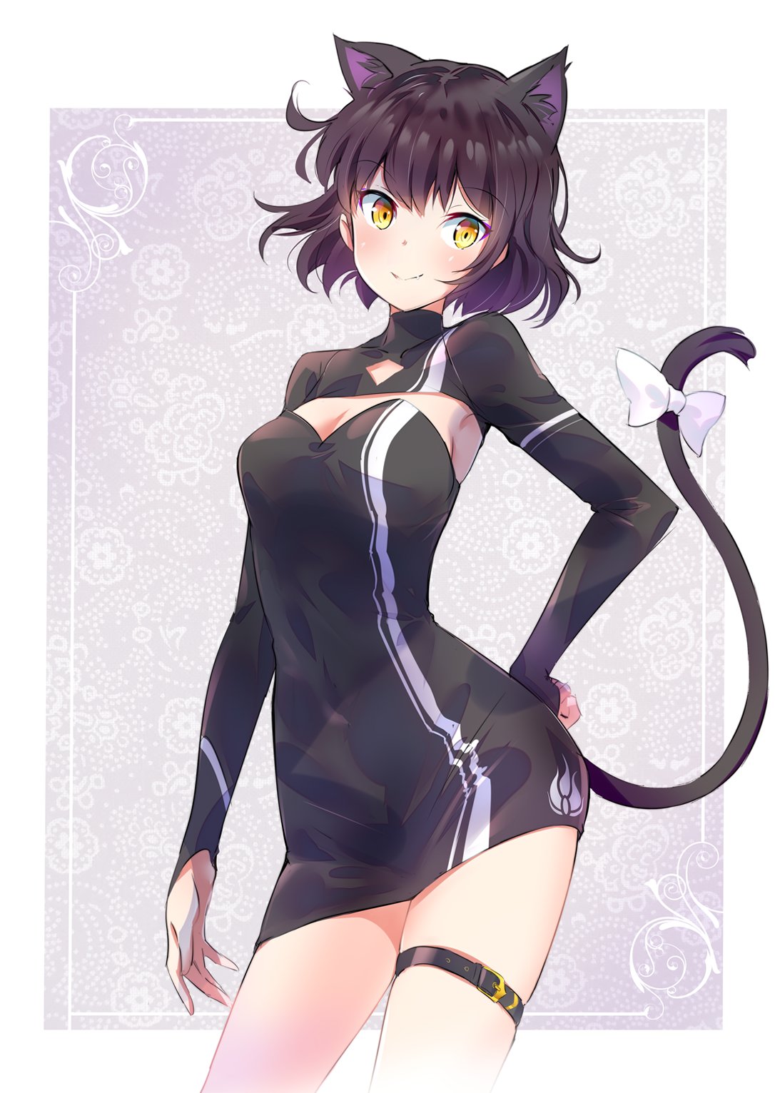 Safebooru - 1girl alternate costume animal ear fluff animal ears bangs black dress black hair ...