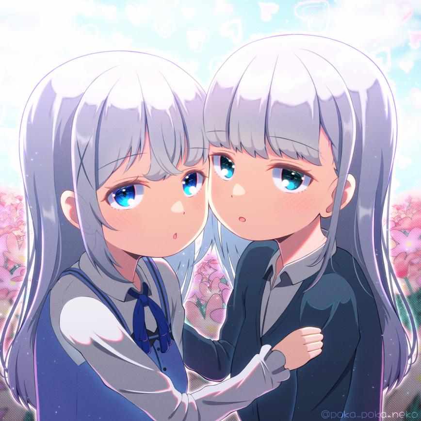 Safebooru - 2girls :o aharen-san wa hakarenai aharen reina blue eyes blue jacket blue ribbon ...