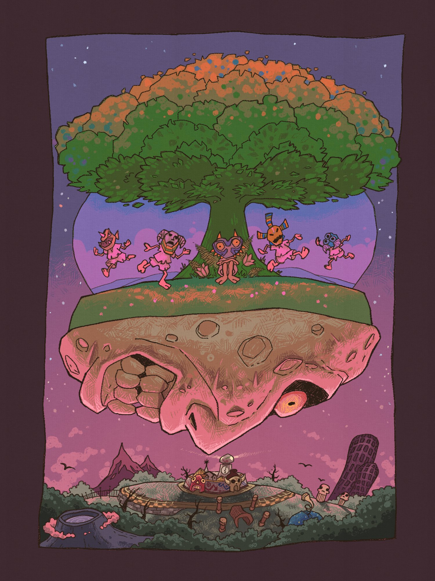 Safebooru - animal bird captionpanic clouds everyone full moon furry ...