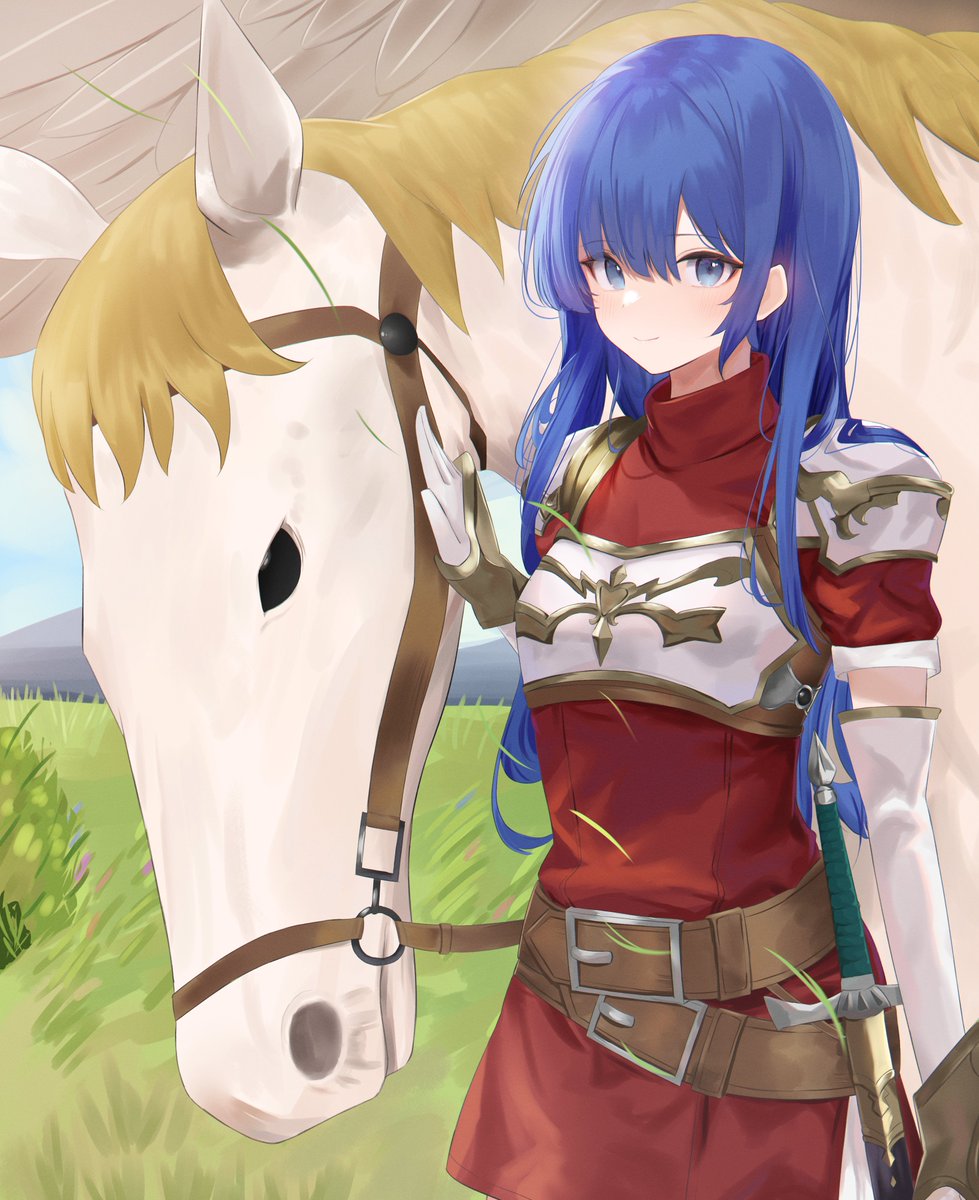 Safebooru - 1girl armor blue eyes blue hair blush boots caeda (fire ...