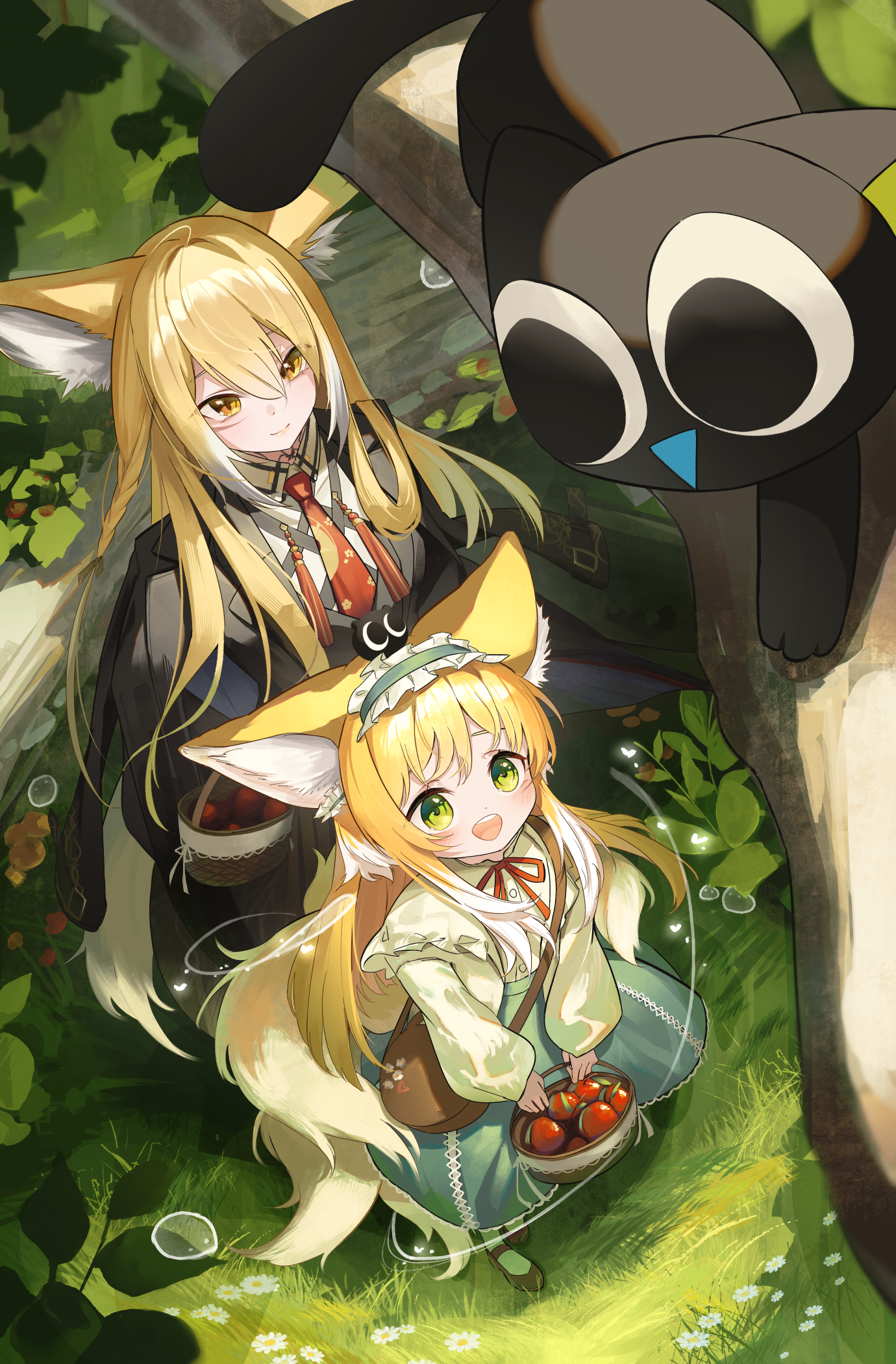 Safebooru - 2girls animal ears arknights black cat blonde hair cat ...