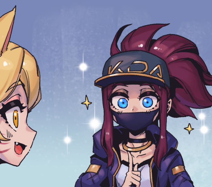 Safebooru - 2girls :d ahri (league of legends) akali animal ears bangs ...
