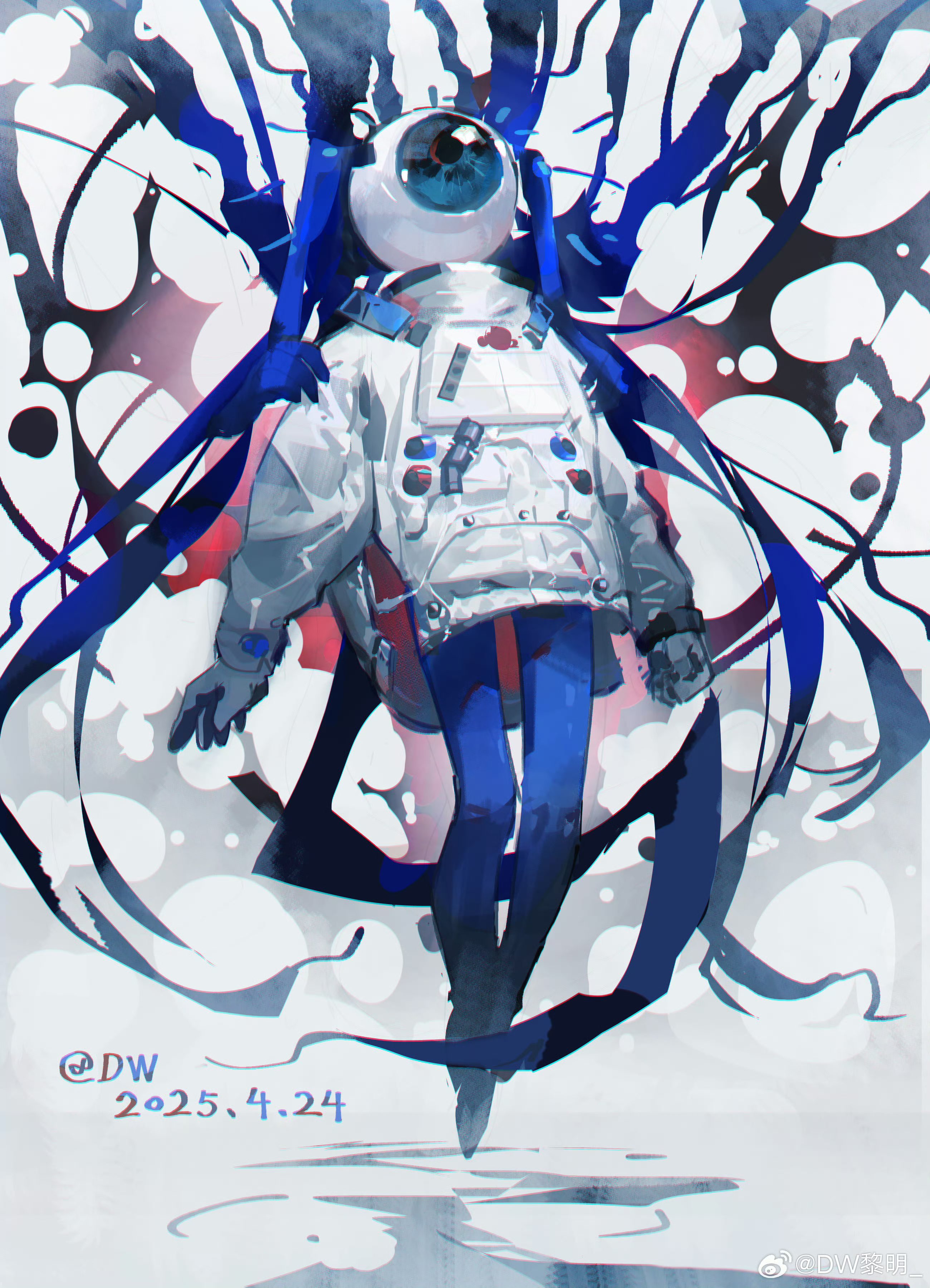 Safebooru - 1girl 2025 absurdres arknights astronaut dated eyeball floating full body gloves ...