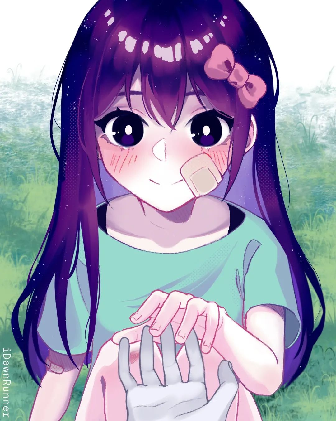 Safebooru - 1boy 1girl aqua shirt artist name aubrey (headspace) (omori ...