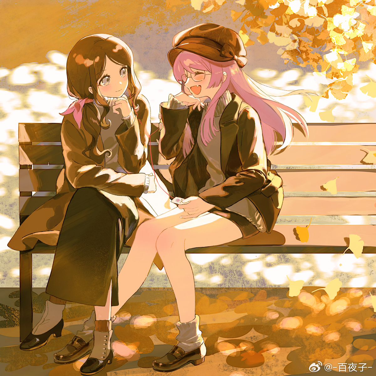 Safebooru - 2girls autumn leaves bang dream! bang dream! it's mygo!!!!! bare legs bench black ...