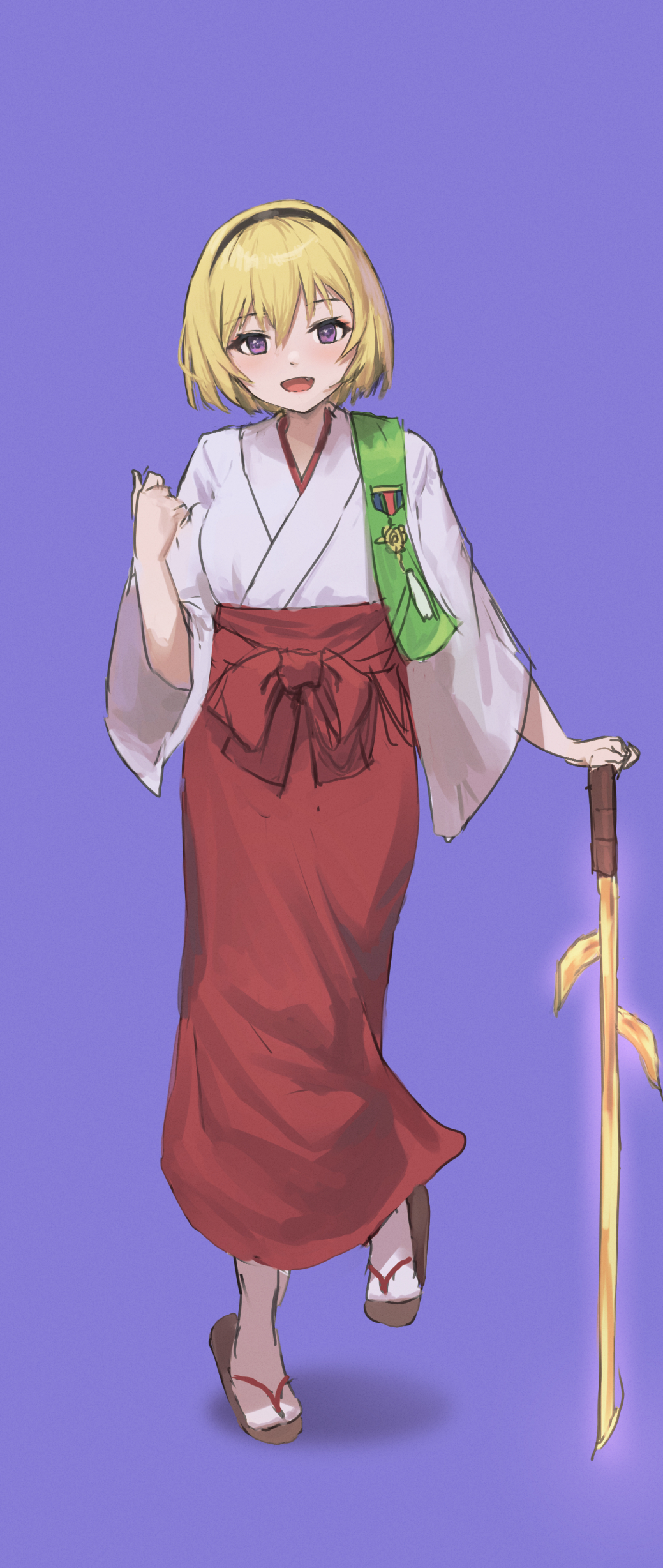 Safebooru - 1girl :d absurdres bangs black hairband blue hair fang full ...