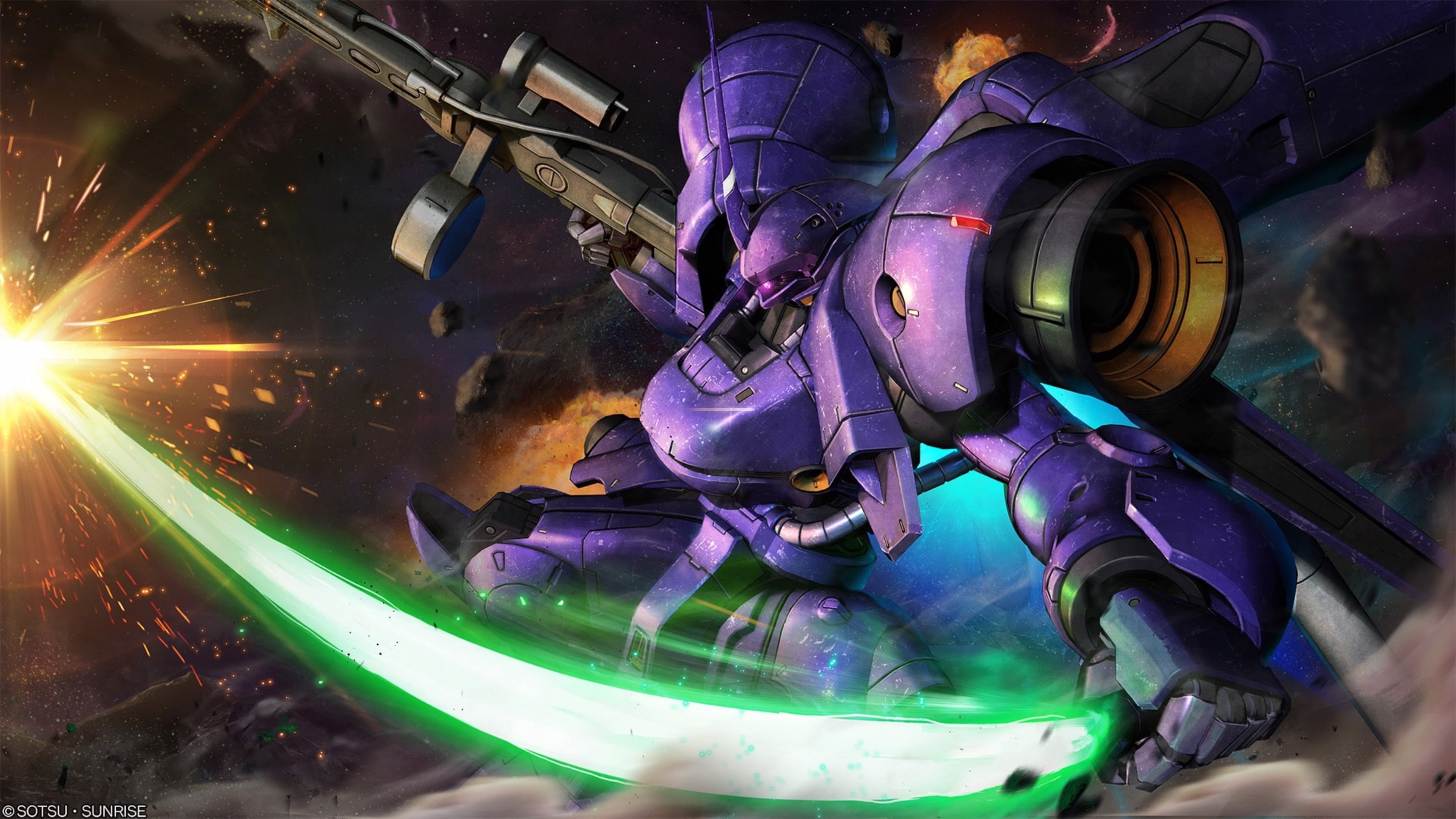 Safebooru - absurdres asteroid battle beam rifle cable copyright logo debris derivative work ...