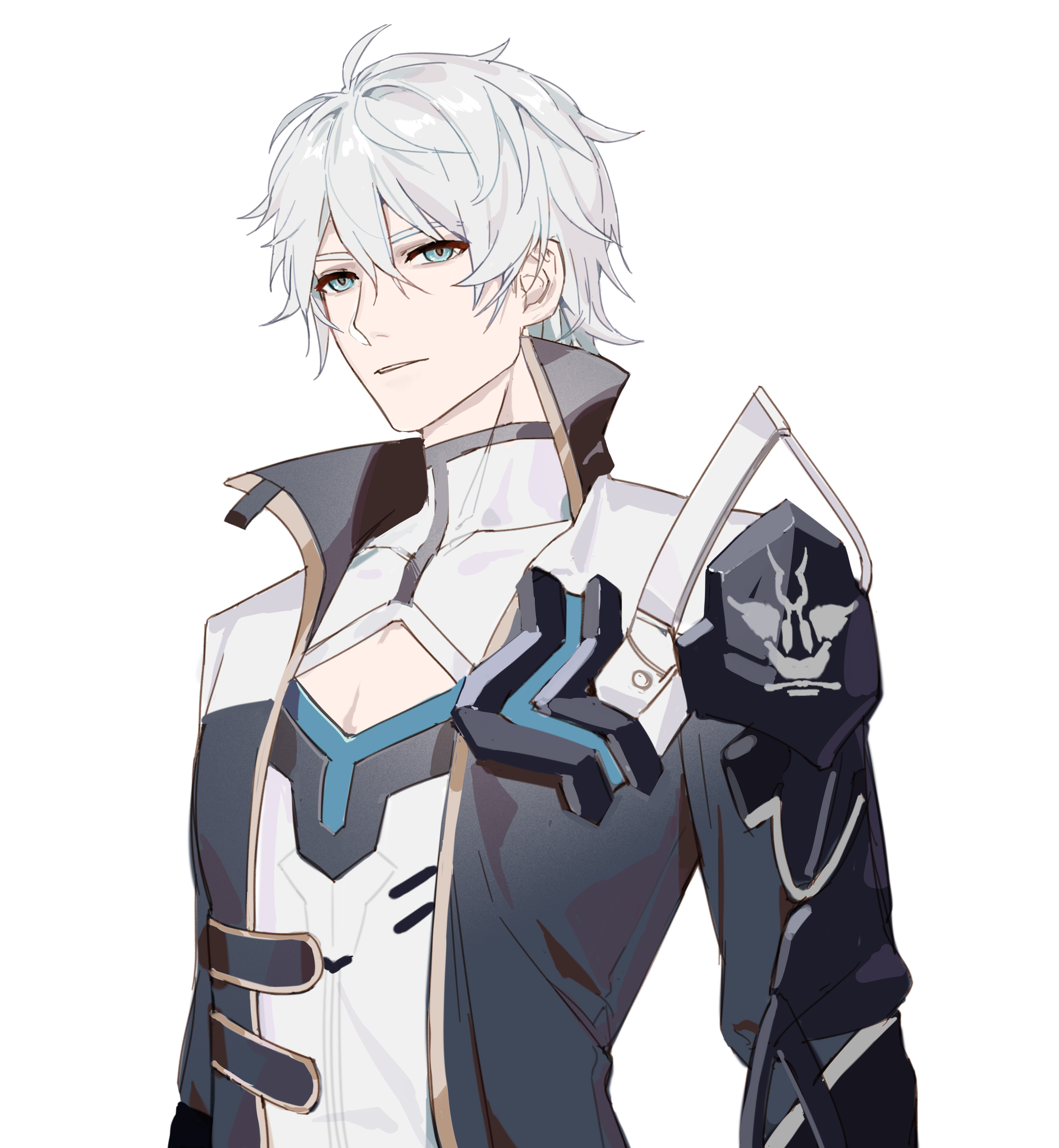 Safebooru - 1boy absurdres bangs black coat blue eyes coat highres ...