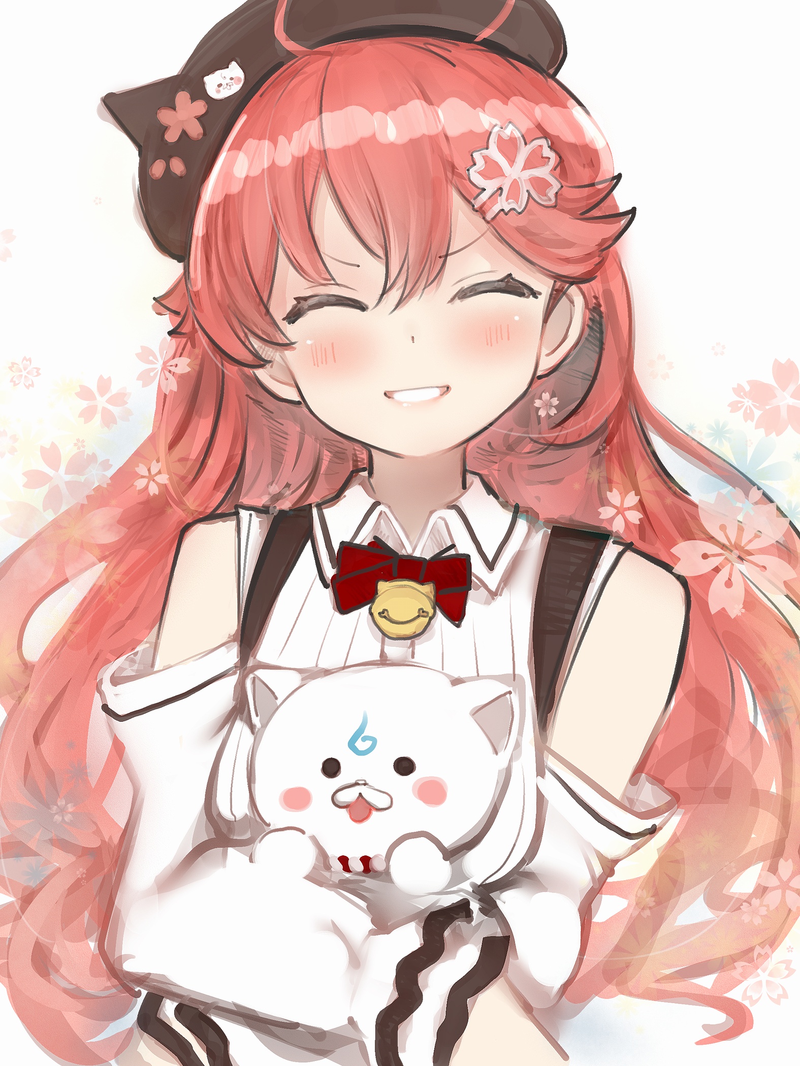 Safebooru - 1girl 35p (sakura miko) ahoge bare shoulders blush bow ...