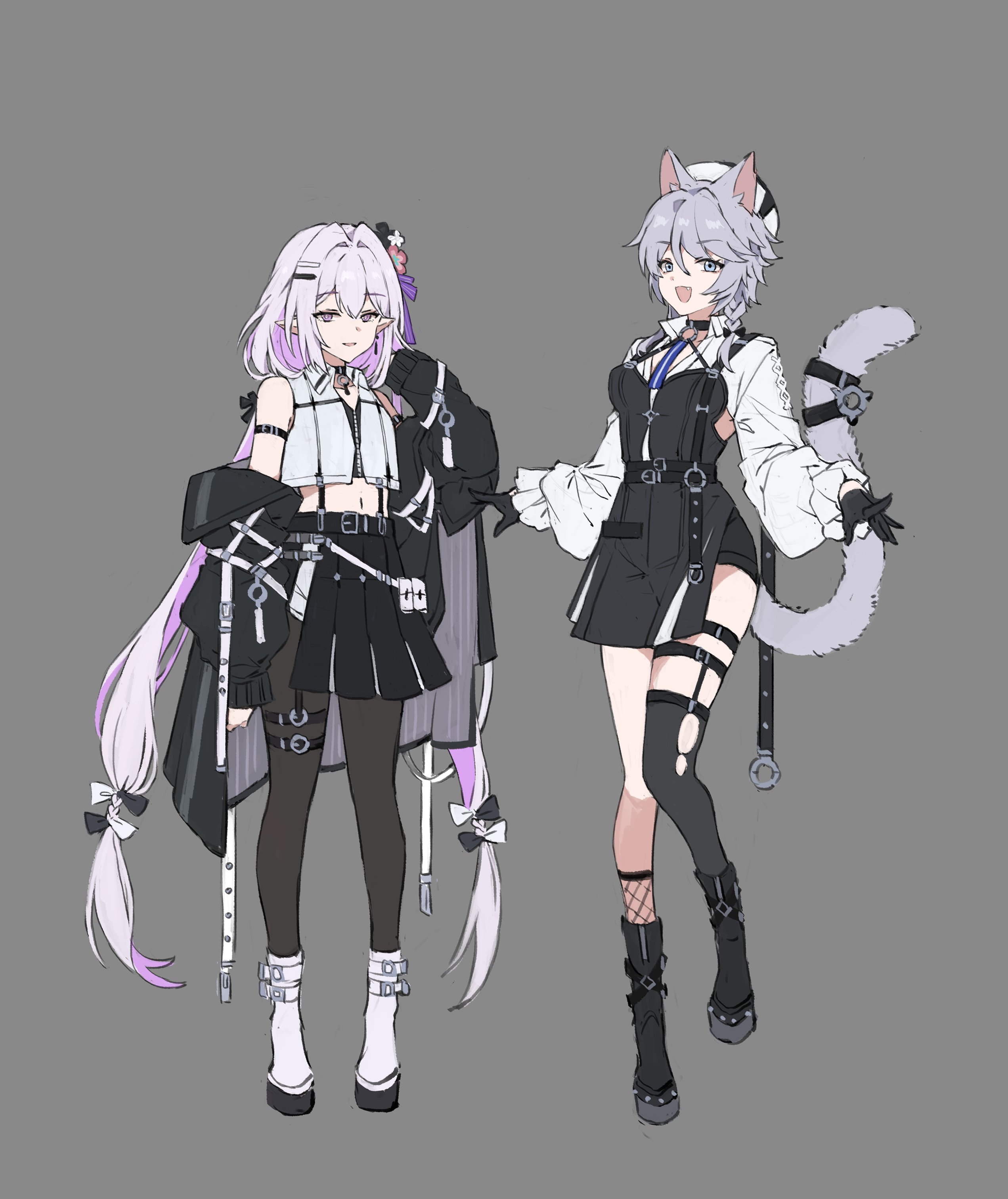 Safebooru - 2girls absurdres alternate costume animal ears apron black apron black pantyhose ...