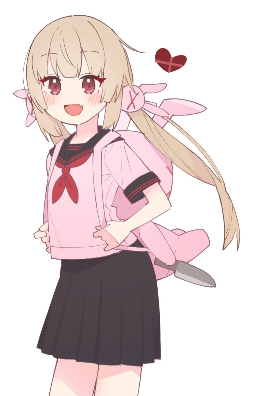 Safebooru - 1girl animal bag backpack bag bangs black skirt blonde hair blush bunny bag cowboy ...