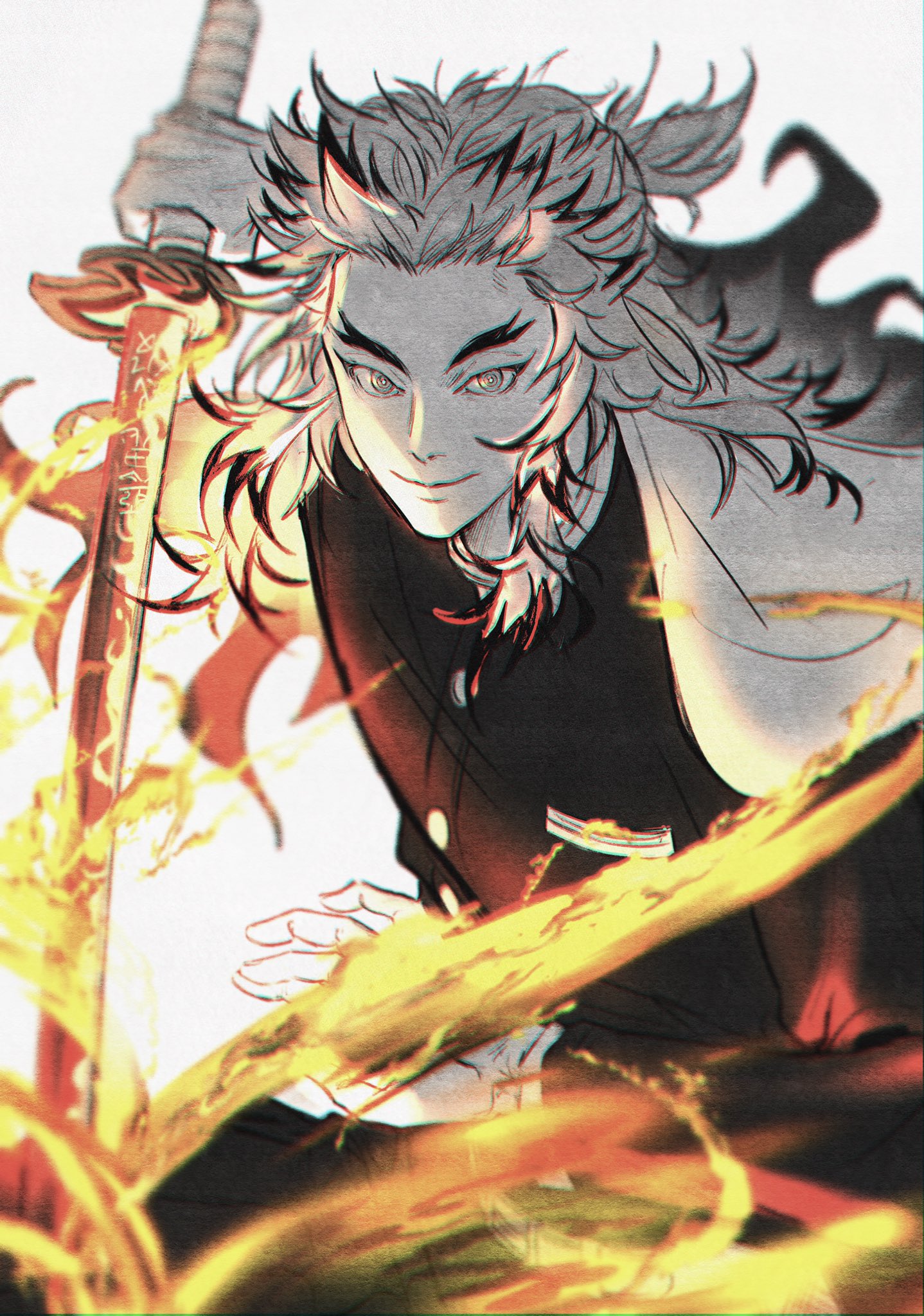 Safebooru - 1boy bangs cape closed mouth colored tips cowboy shot demon ...