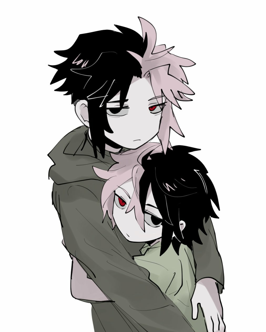 Safebooru - ahoge black eyes black hair closed mouth colored sclera ...