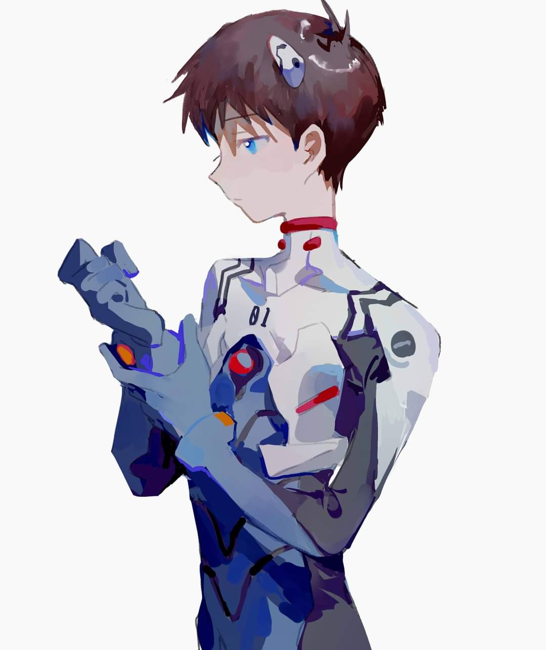 Safebooru - 1boy blue eyes bodysuit closed mouth highres ikari shinji ...