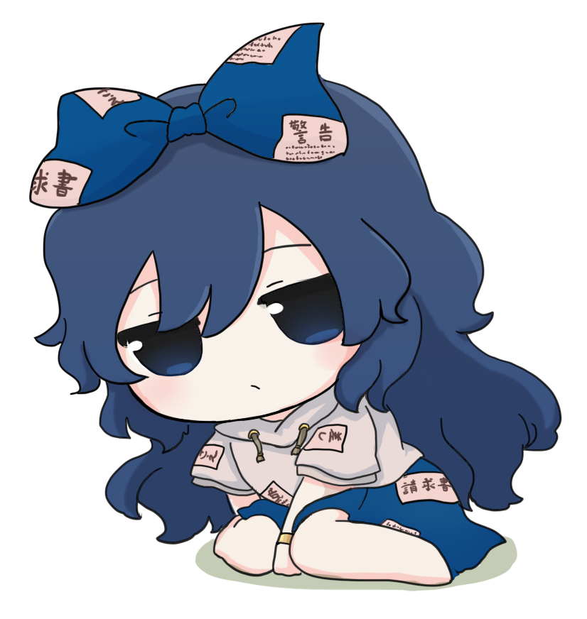 Safebooru - 1girl barefoot blue bow blue eyes blue hair blue skirt bow ...