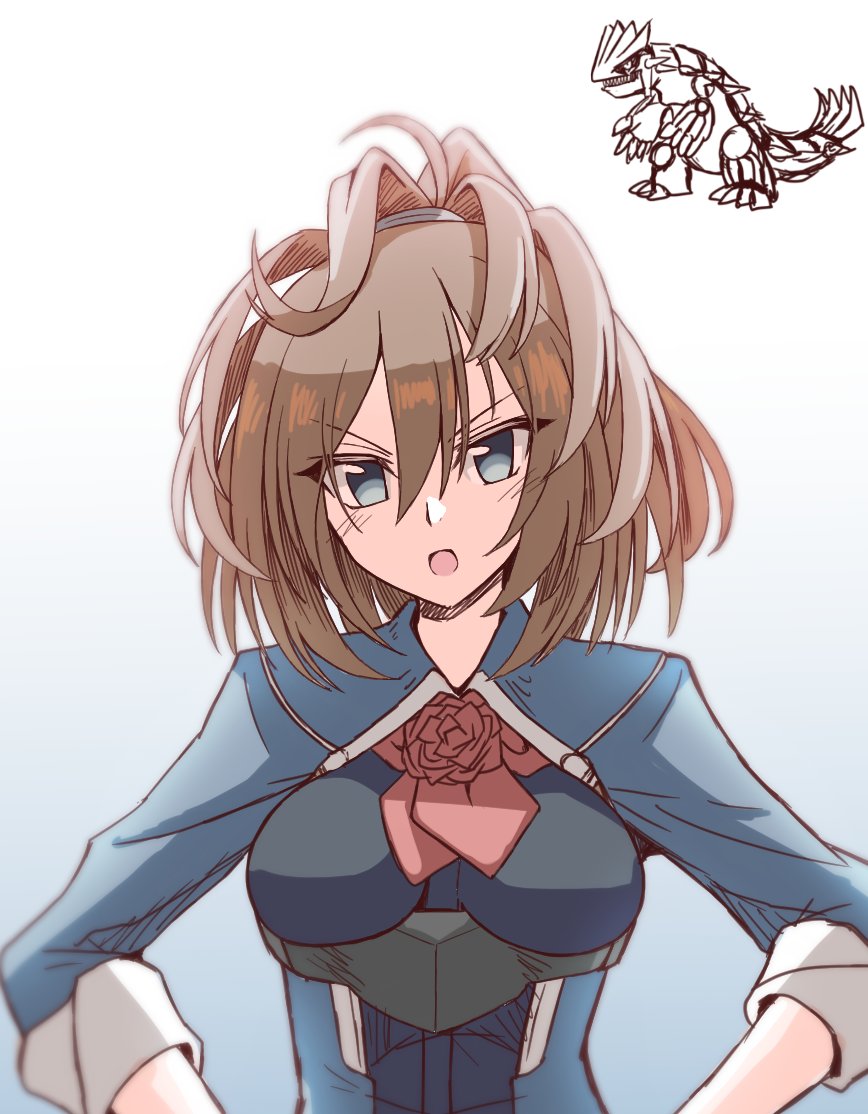 Safebooru - 1girl :o bangs blue eyes breasts brown hair eyebrows visible through hair flower ...