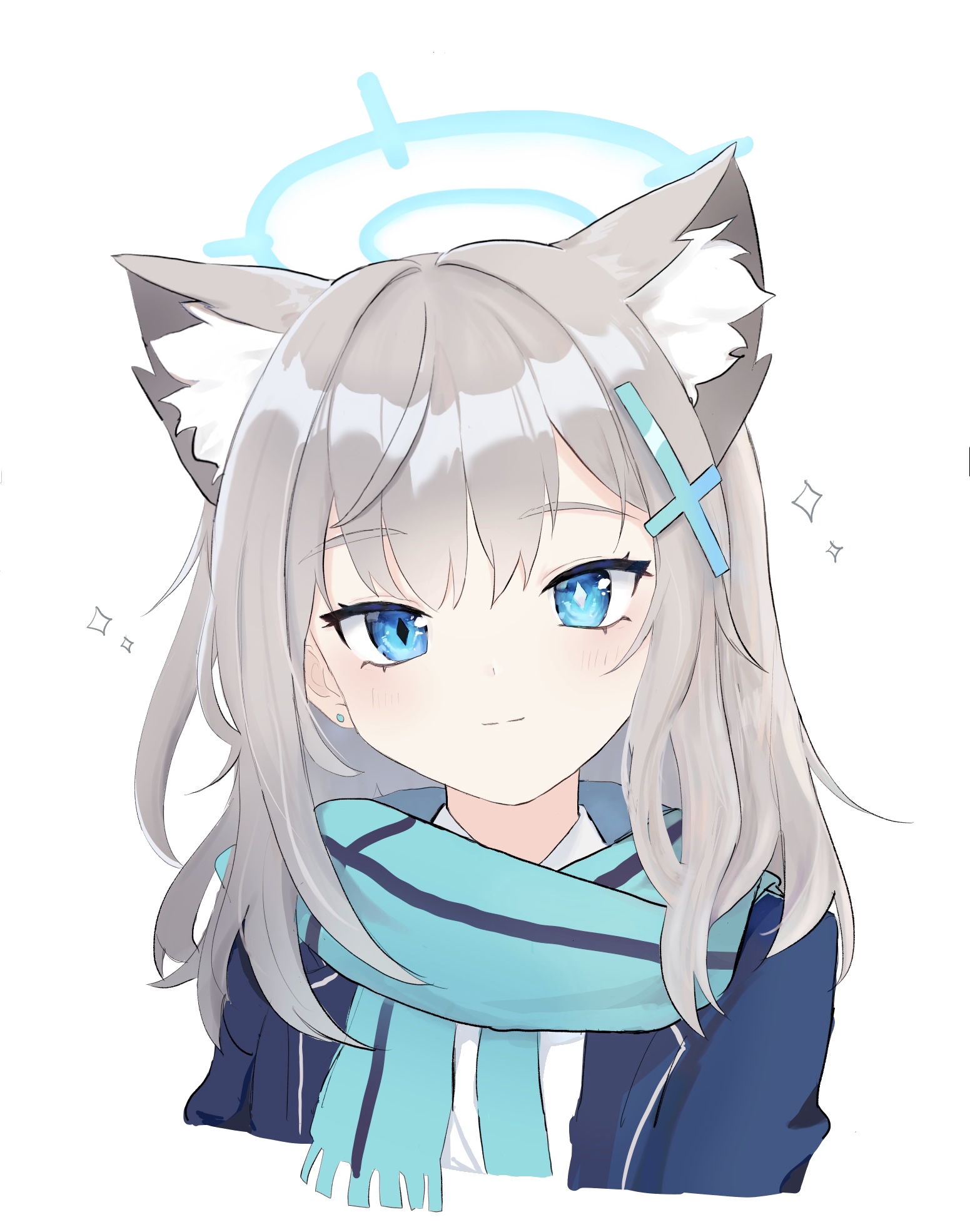 Safebooru - animal ear fluff animal ears blue archive blue necktie blush earrings extra ears ...