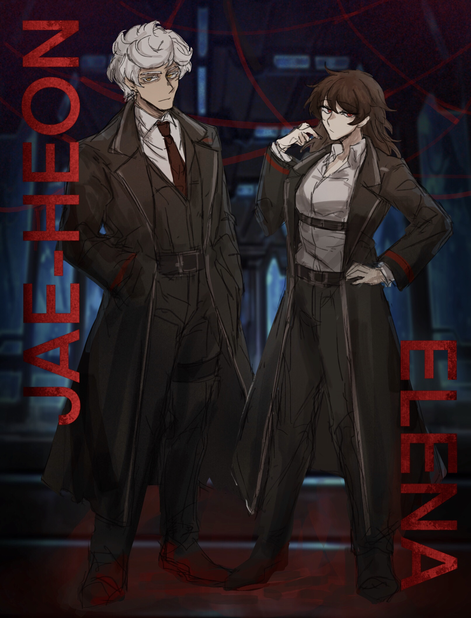 Safebooru - 1boy 1girl belt black coat black footwear black pants blood ...